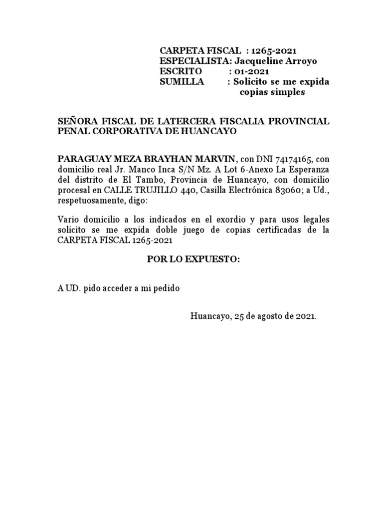 Solicitud de Copias Simples | PDF