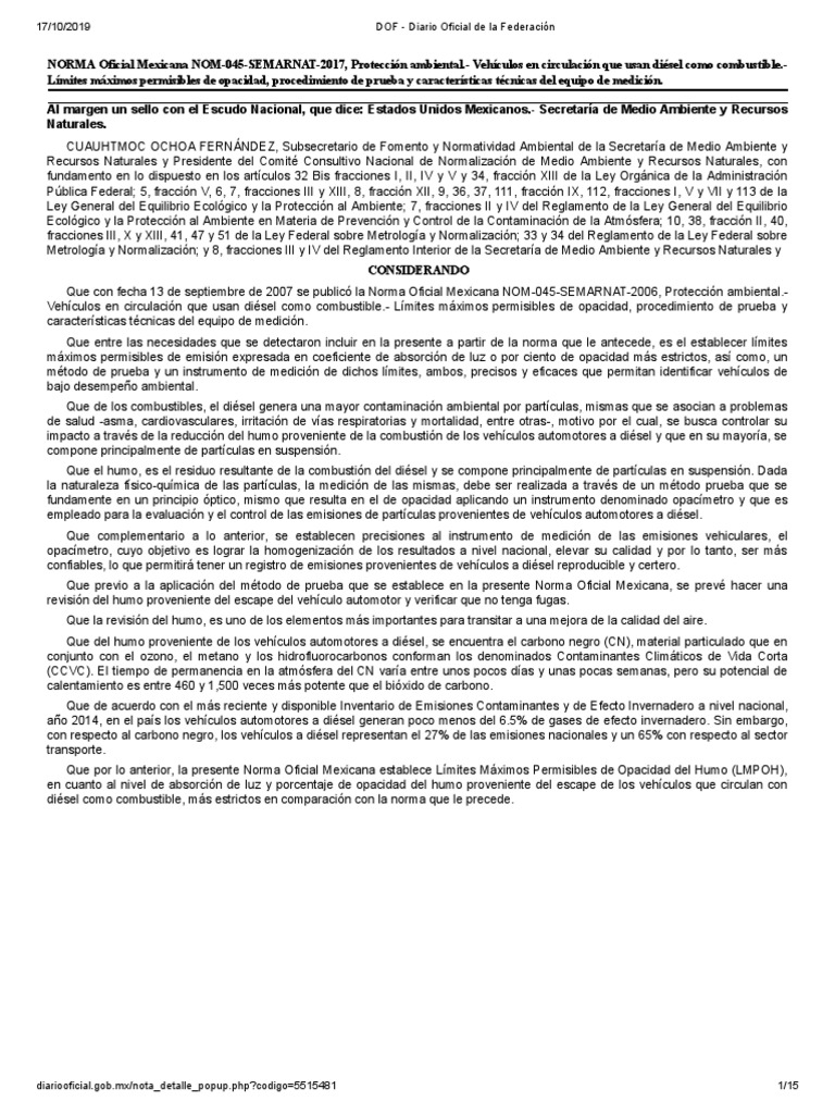 Nom 045 Semarnat 2017 | PDF | Calibración | Medición