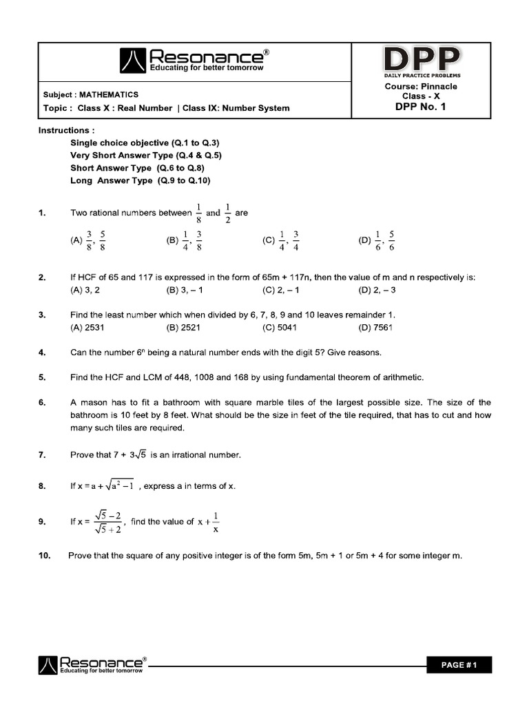 Maths Dpps | PDF