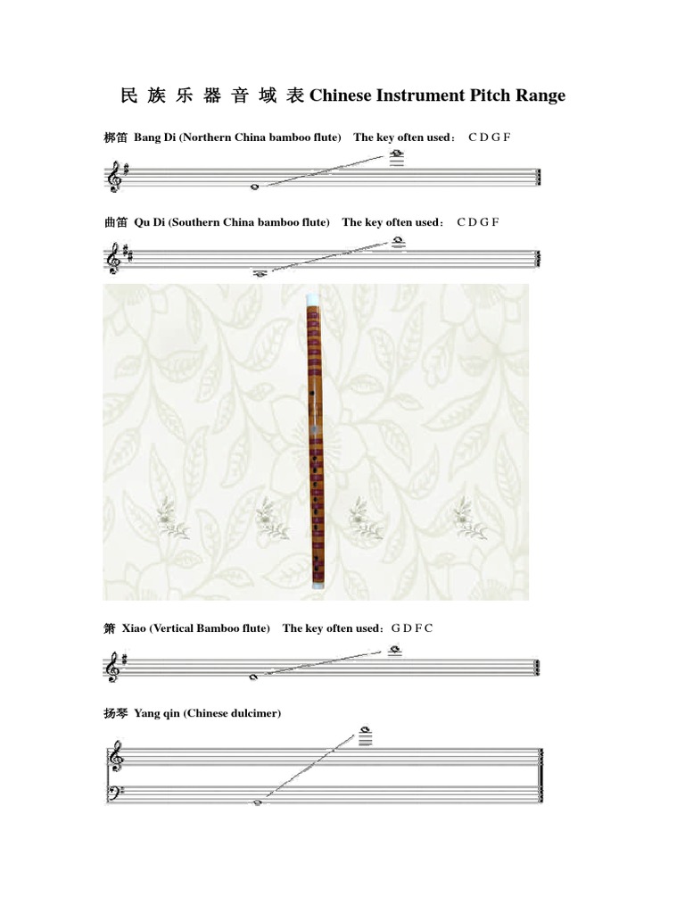 Chinese Instruments Pitch Range | PDF