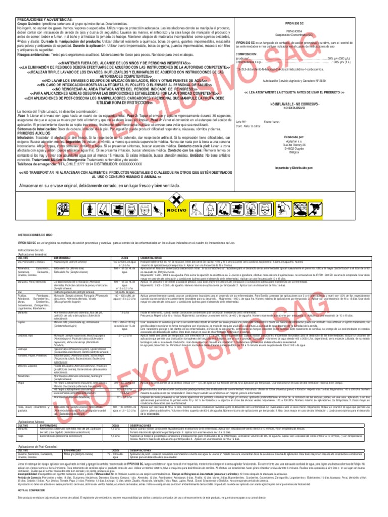 Etiqueta Ippon-500-SC | PDF | Agua | Ajo