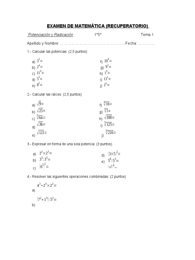 Recuperatorio Pot y Rad | PDF