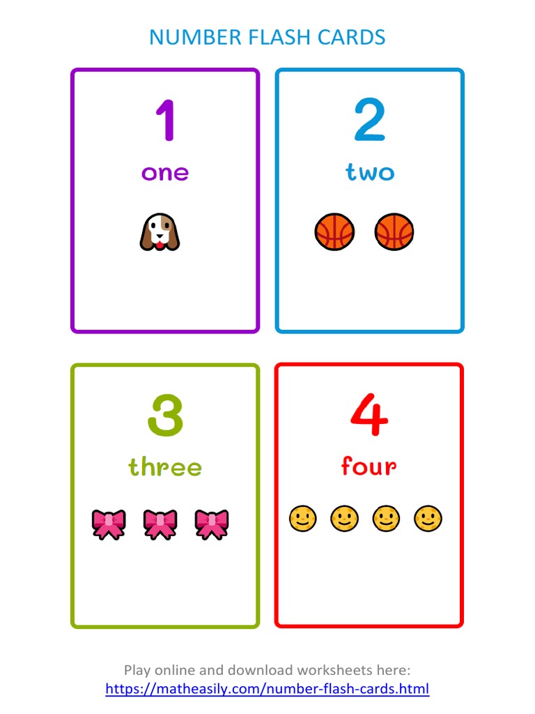 Number Flash Cards for Learning | PDF