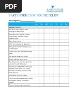 Bar Closing Checklist | PDF