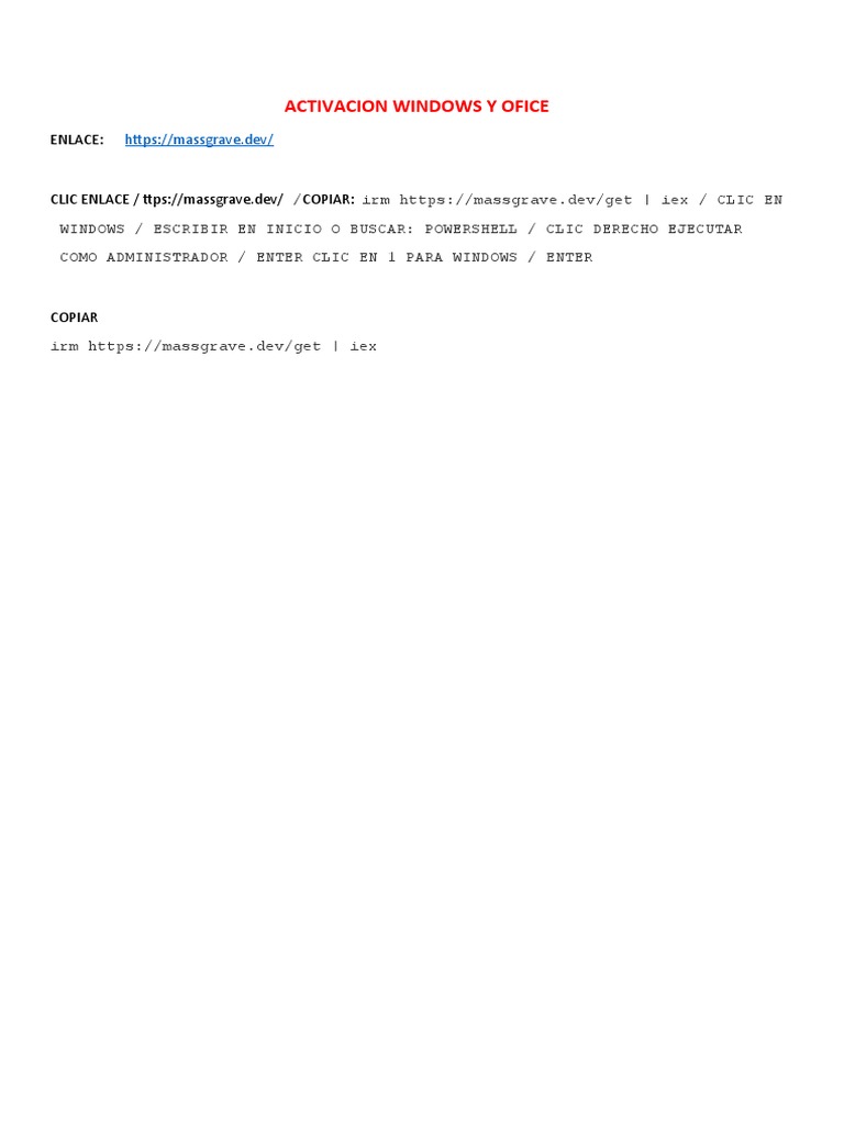 Activacion Windows y Ofice | PDF