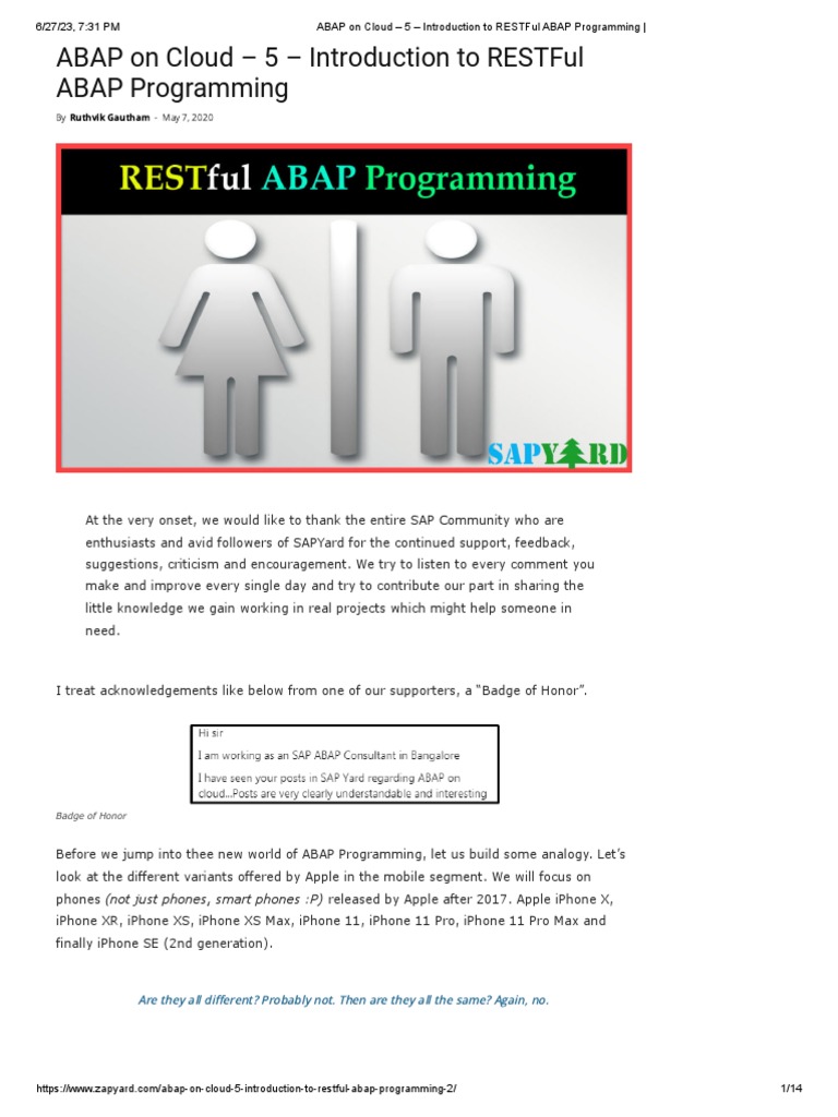 ABAP On Cloud - 5 - Introduction To RESTFul ABAP Programming | PDF | I Phone | Databases