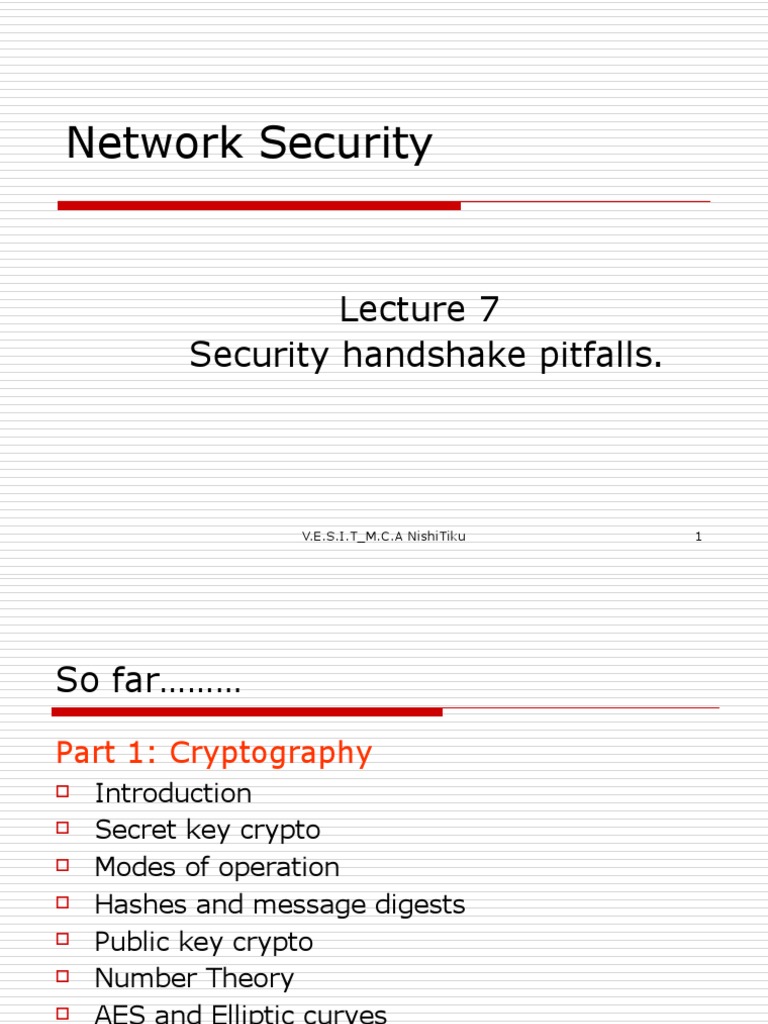 Lect 7 Security Handshake and Pitfalls | PDF | Public Key Cryptography | Cryptography