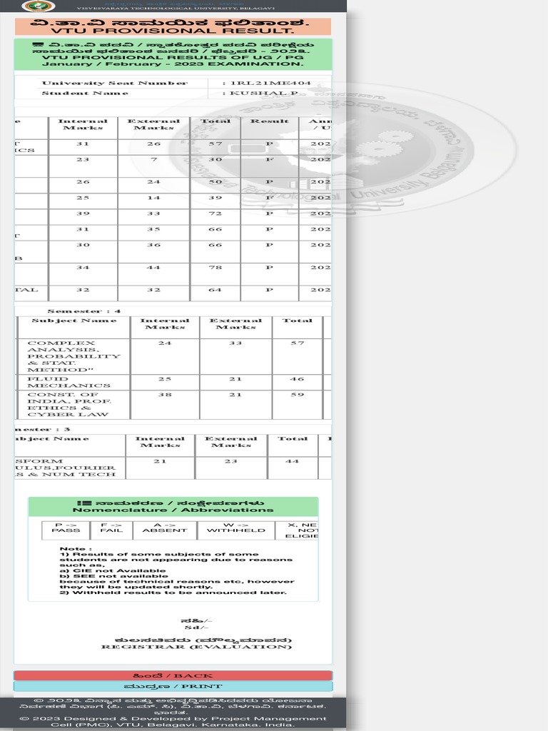 VTU Result 2023 | PDF