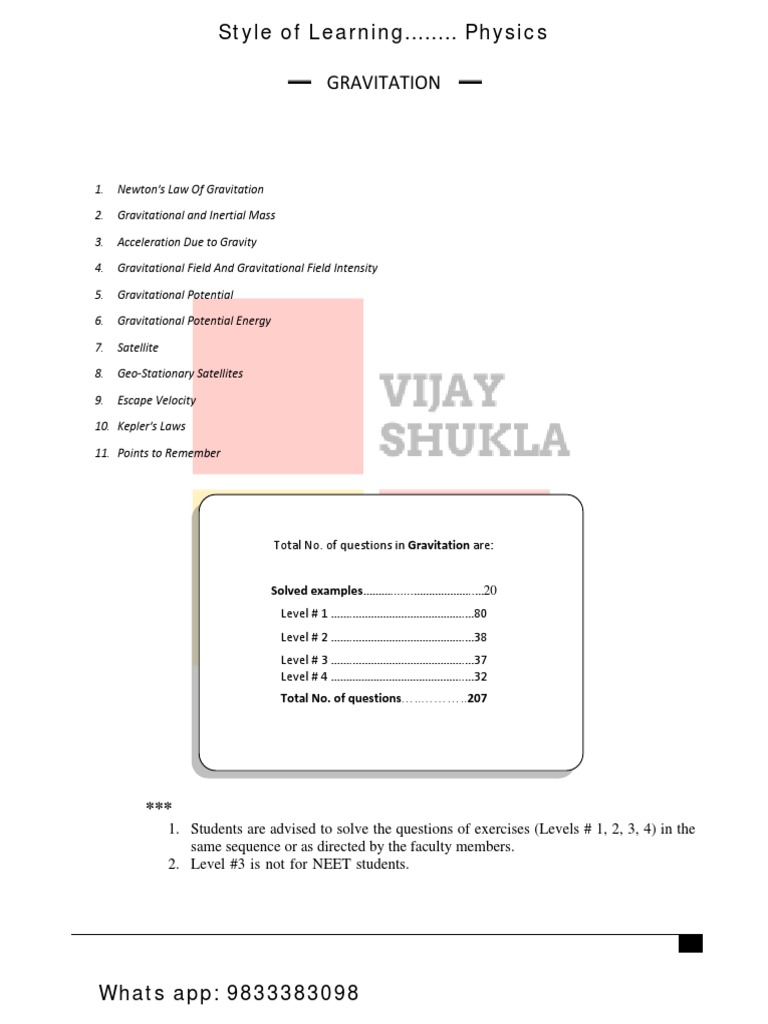 Understanding Gravitation Concepts | PDF | Orbit | Mass