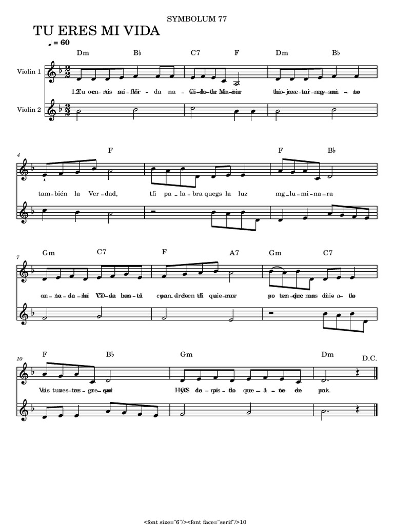 Tu Eres Mi Vida: Symbolum 77 60 | PDF