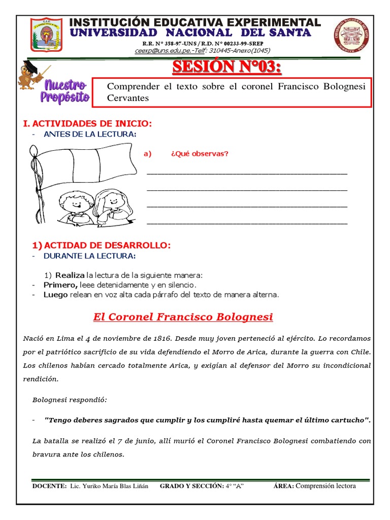 Ficha N°03 - Día de La Bandera-Comprensión Lectora | PDF | Militar ...