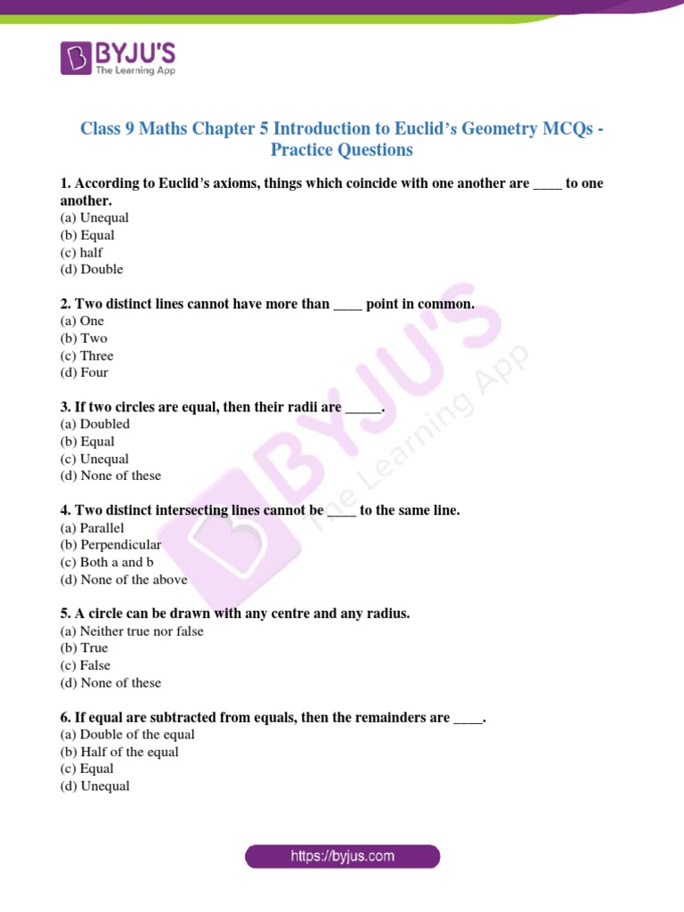 Class 9 Maths Chapter 5 Introduction To Euclid | PDF | Teaching Methods ...