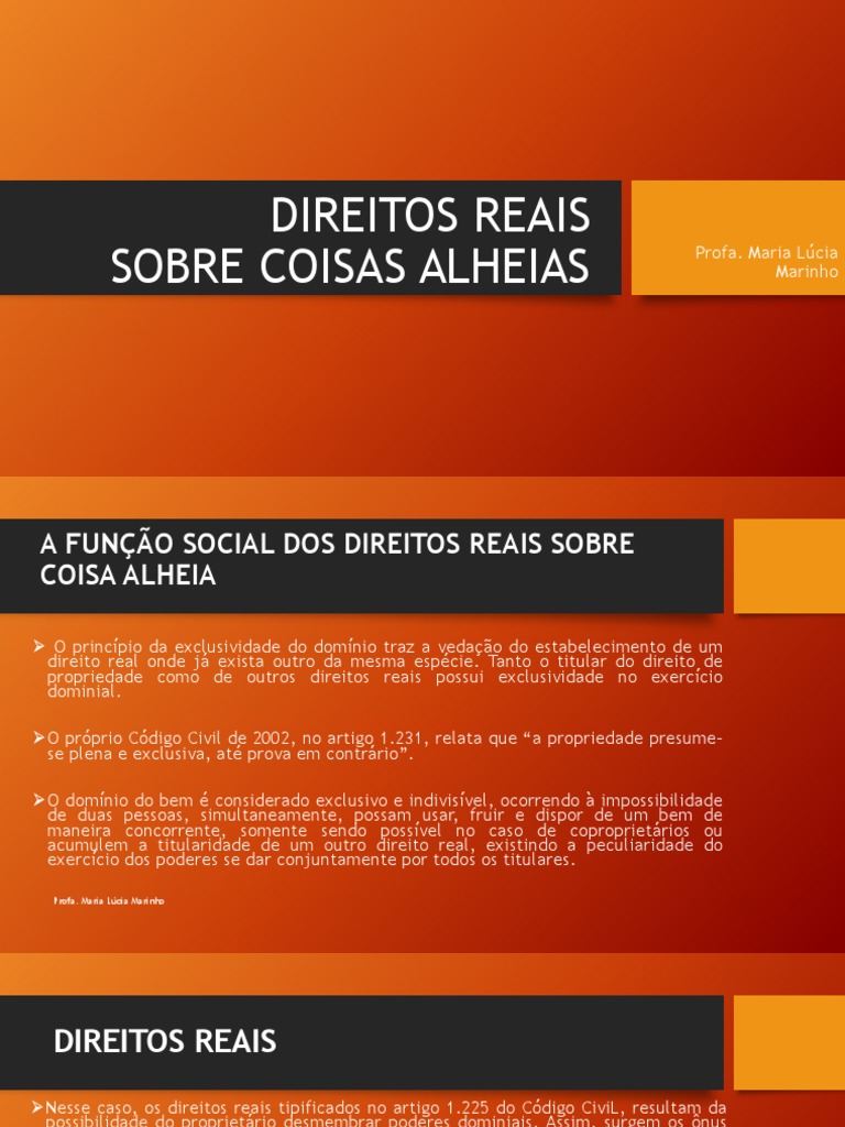 1-Direitos Reais Sobre Coisa Alheia - Slides Aulas - Vii Periodo ...