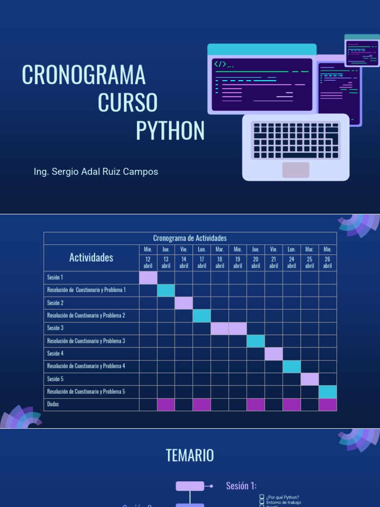 Curso_Python_Cronograma_y Temas | PDF | Python (lenguaje de programación) | Informática