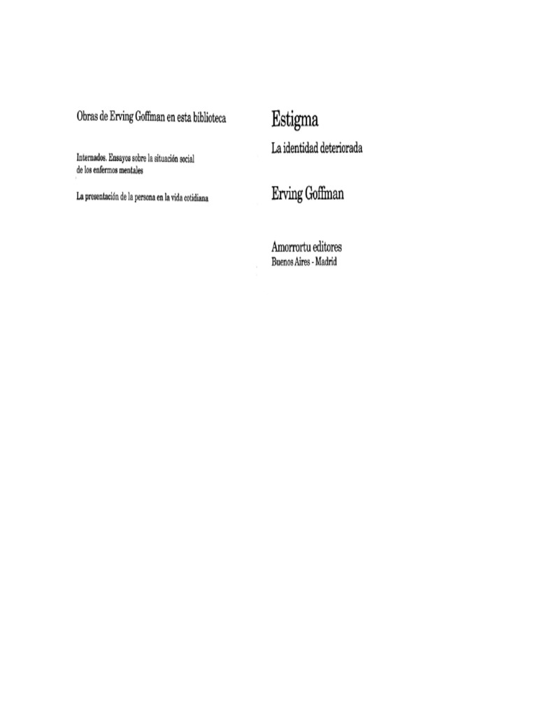 Goffman - Estigma | PDF
