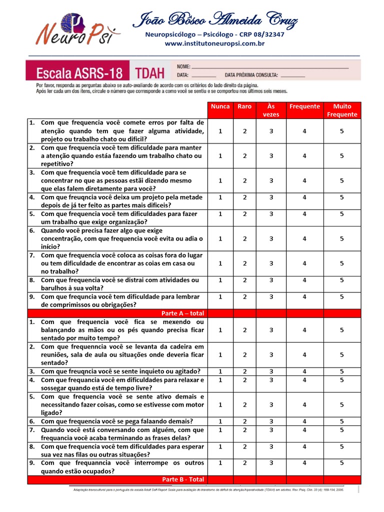 Escala ARS18 - TDAH | PDF