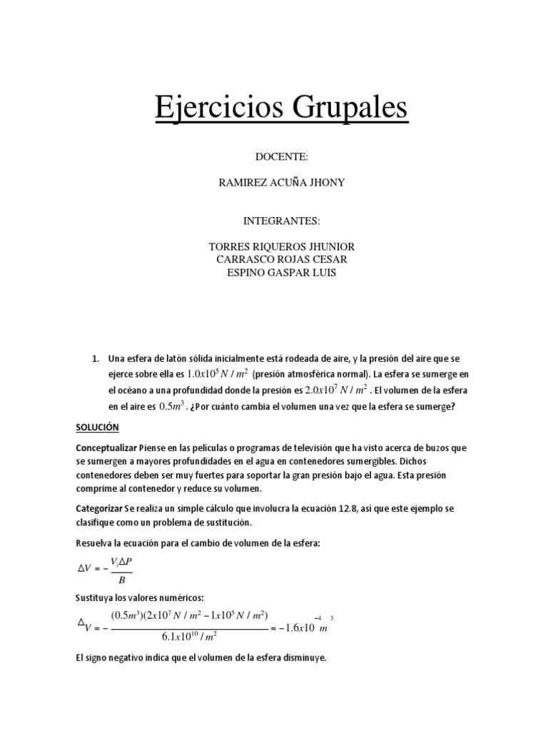 Elasticidad Ejercicios Grupales | PDF | Deformación (ingeniería) | Presión