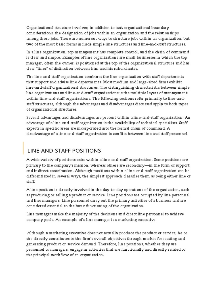 Concept of Line and Staff | Download Free PDF | Organizational ...