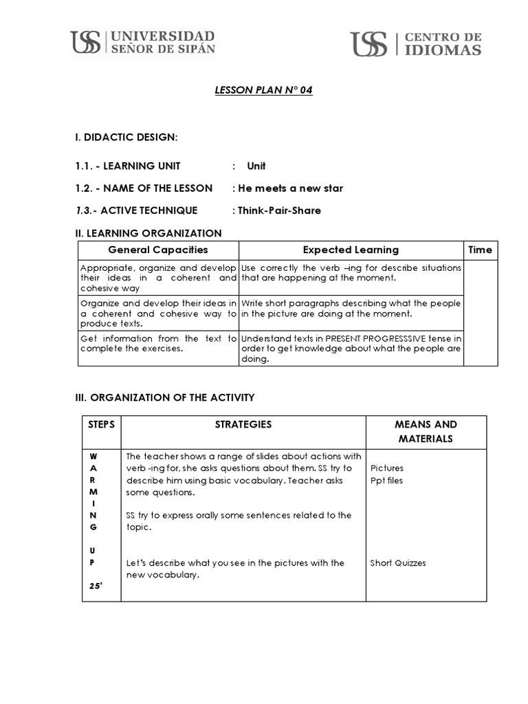 Lesson Plan 04 Pdf Lesson Plan Human Communication