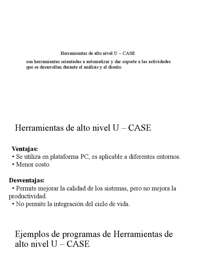 Herramientas de Alto Nivel U - CASE | PDF
