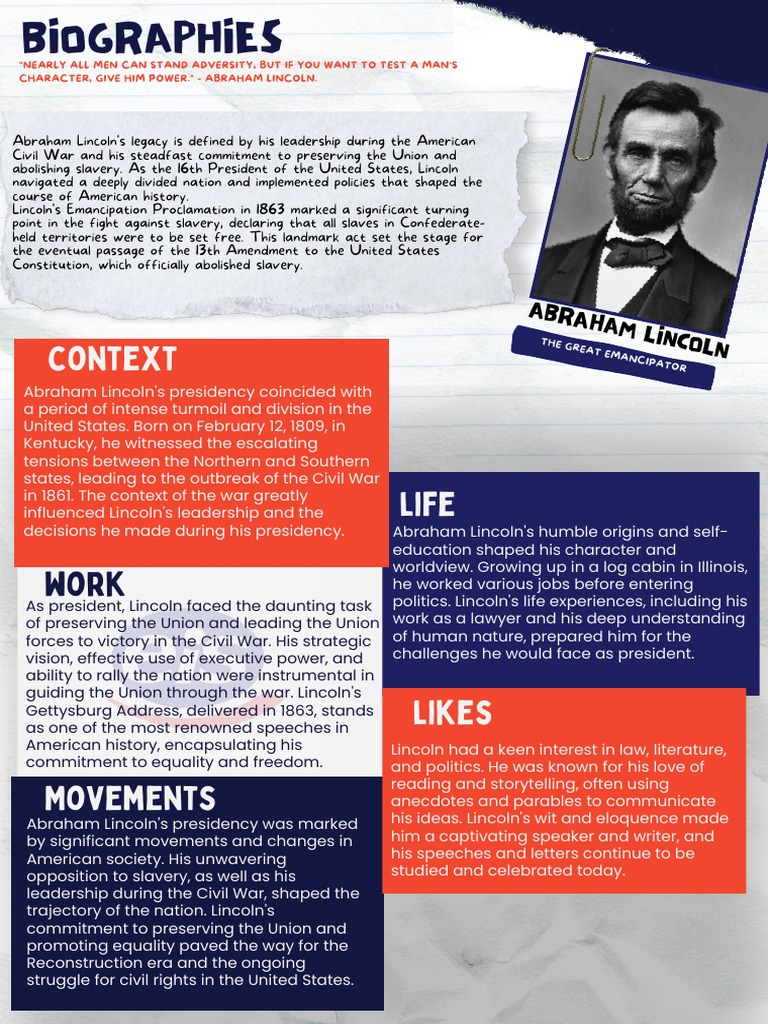 Abraham Lincoln Biography - TTC 2023 | PDF | Abraham Lincoln | American ...