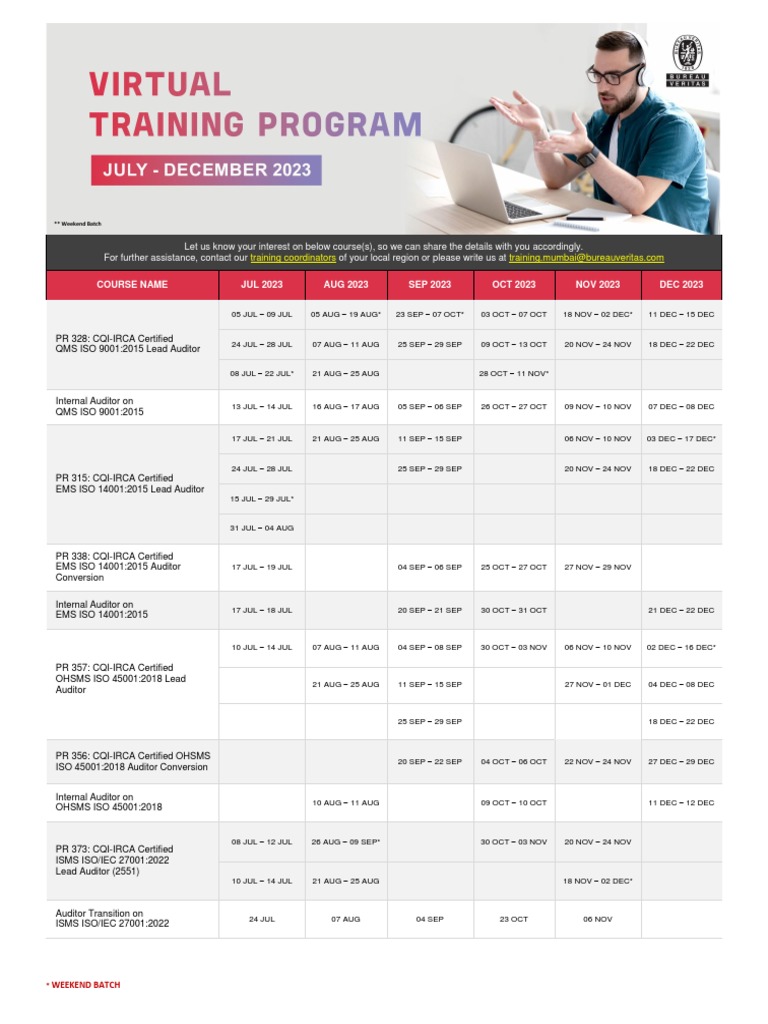 Training Calendar H2 2023 - Bureau Veritas India | PDF | Regulation ... Training Calendar H2 2023 - Bureau Veritas India | PDF | Regulation ...