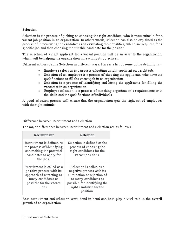 Unit - 5 Selection | Download Free PDF | Recruitment | Employment