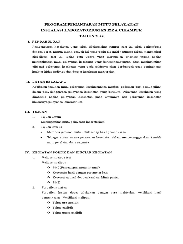 PROGRAM Mutu Revisi 2022 | PDF