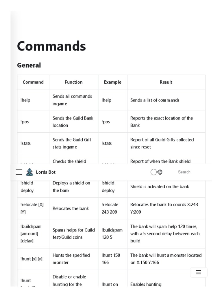 Commands - Lords Bot | PDF | Software | World Wide Web