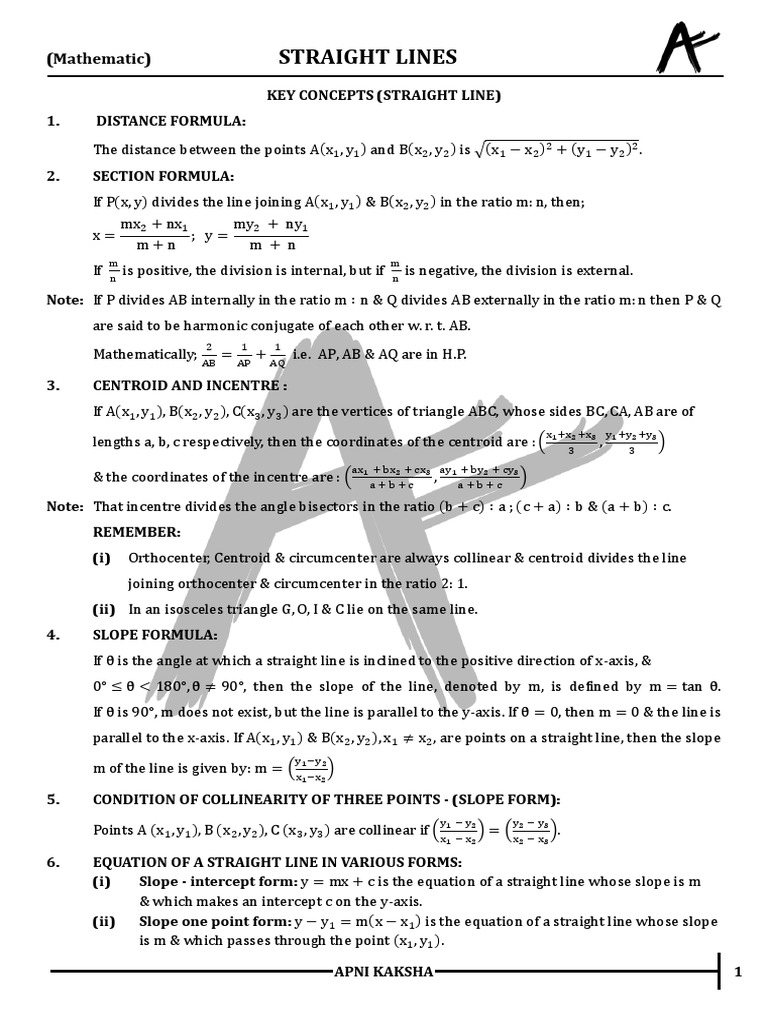 Sheet - 01 - Straight Lines | PDF | Triangle | Line (Geometry)
