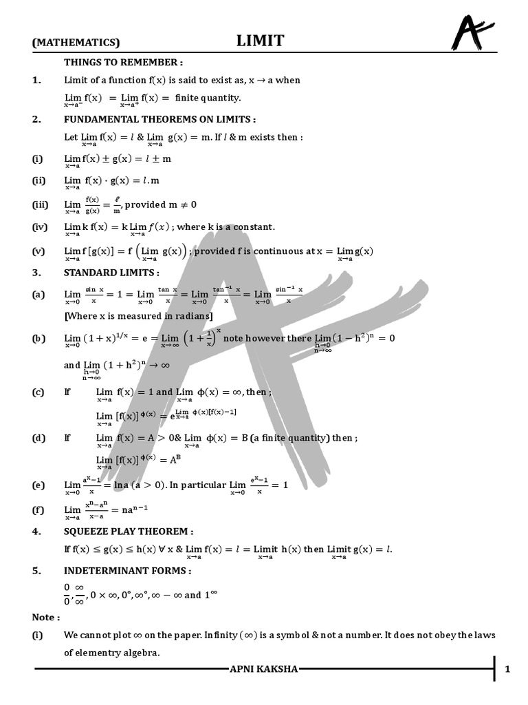 Sheet - 01 - Limit | PDF | Circle | Infinity