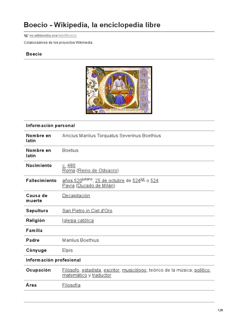 Boecio - Wikipedia La Enciclopedia Libre | PDF