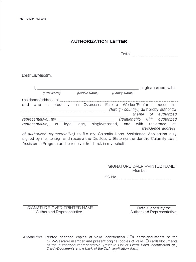 Authorization Letter | PDF