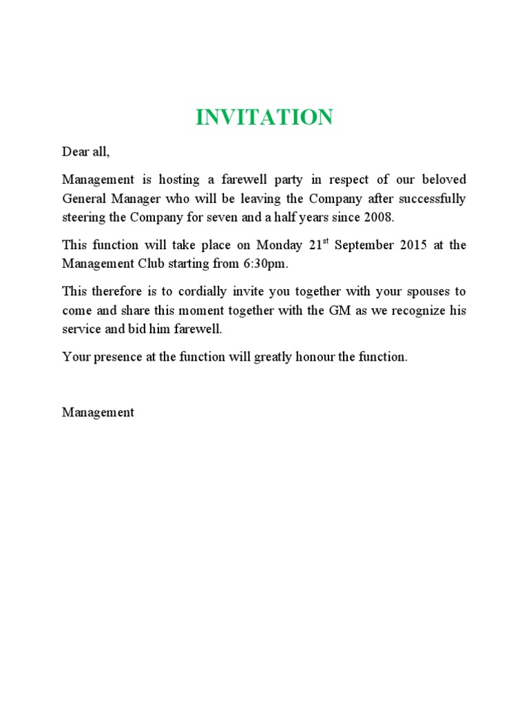 Invitation GM Farewell | PDF
