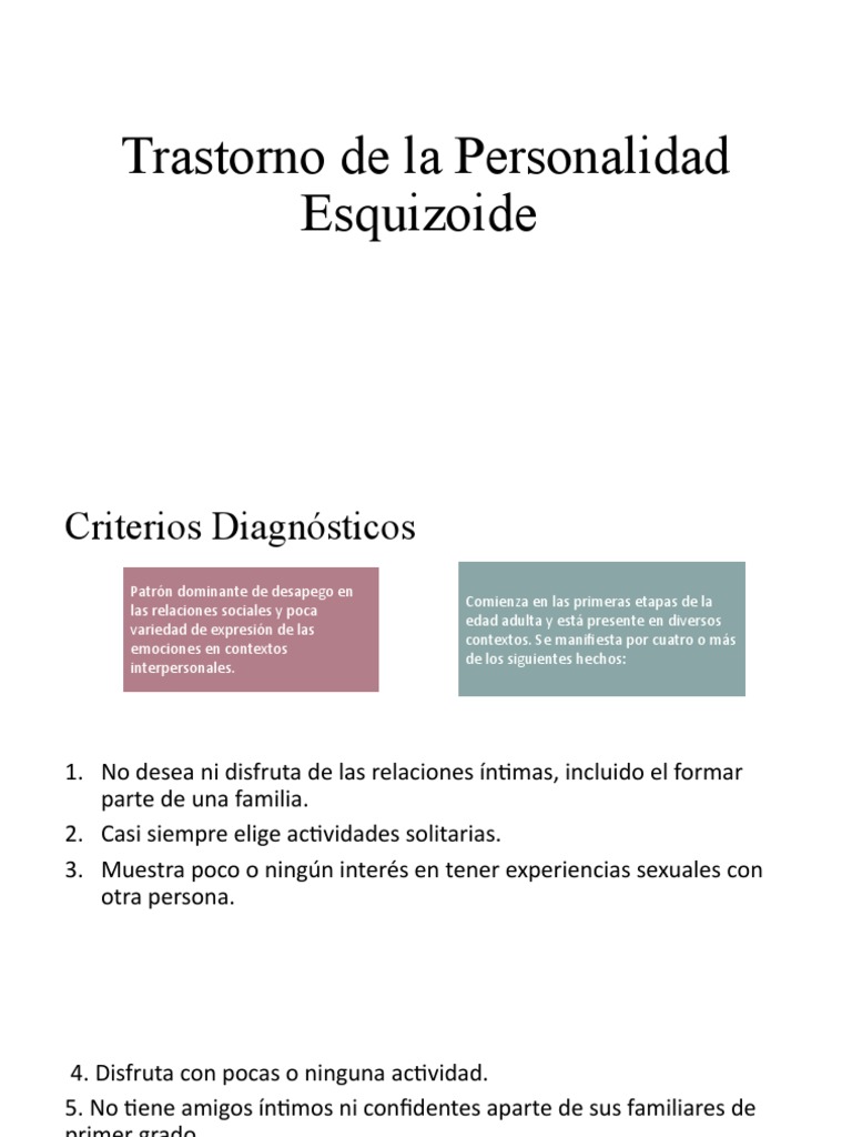 Trastorno de la Personalidad Esquizoide | PDF