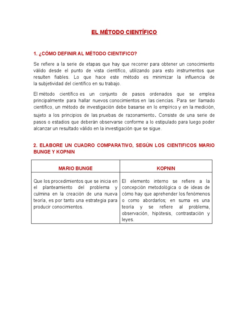 EL MÉTODO CIENTÍFICO Tarea | PDF | Método científico | Hipótesis