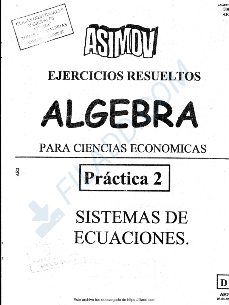 Algebra - RESUELTOS PRACT 2 | PDF