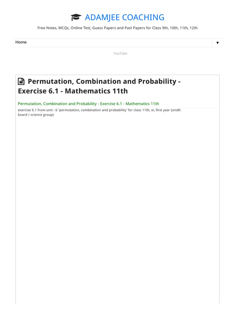 Permutation, Combination and Probability - Exe | PDF