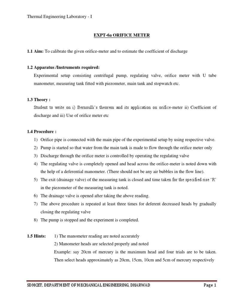 Thermal Lab Manual SDMCET DWD | PDF | Pressure Measurement | Pump