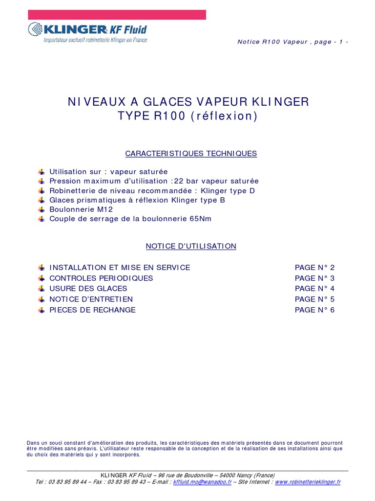KLINGER INDICATEURS DE NIVEAU Insttruction de Montage 2 | PDF | Robinet (plomberie) | Condensation
