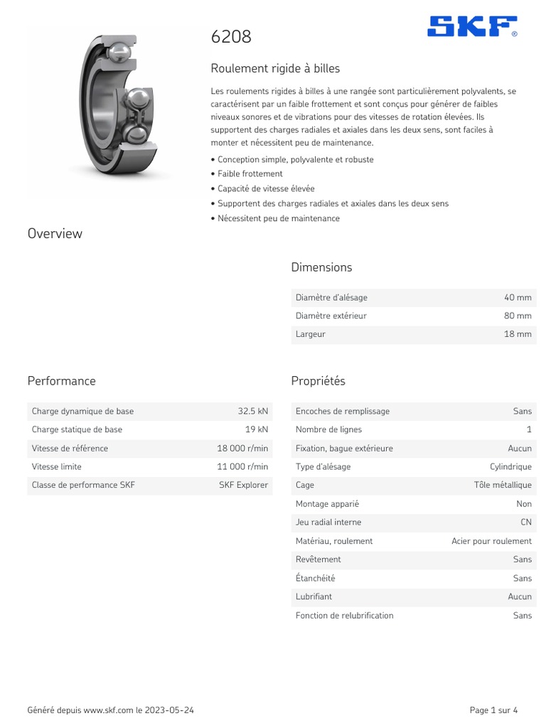 SKF 6208 Specification | PDF | Internet | Internet et Web