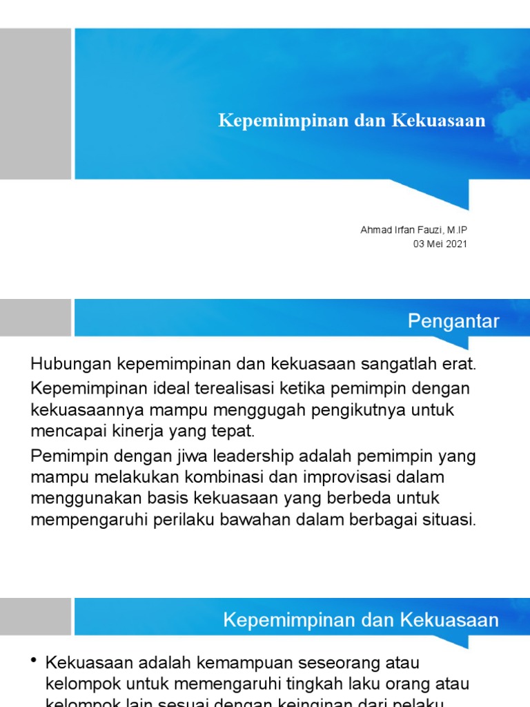 Kepemimpinan & Kekuasaan Ideal | PDF | Pengembangan Diri