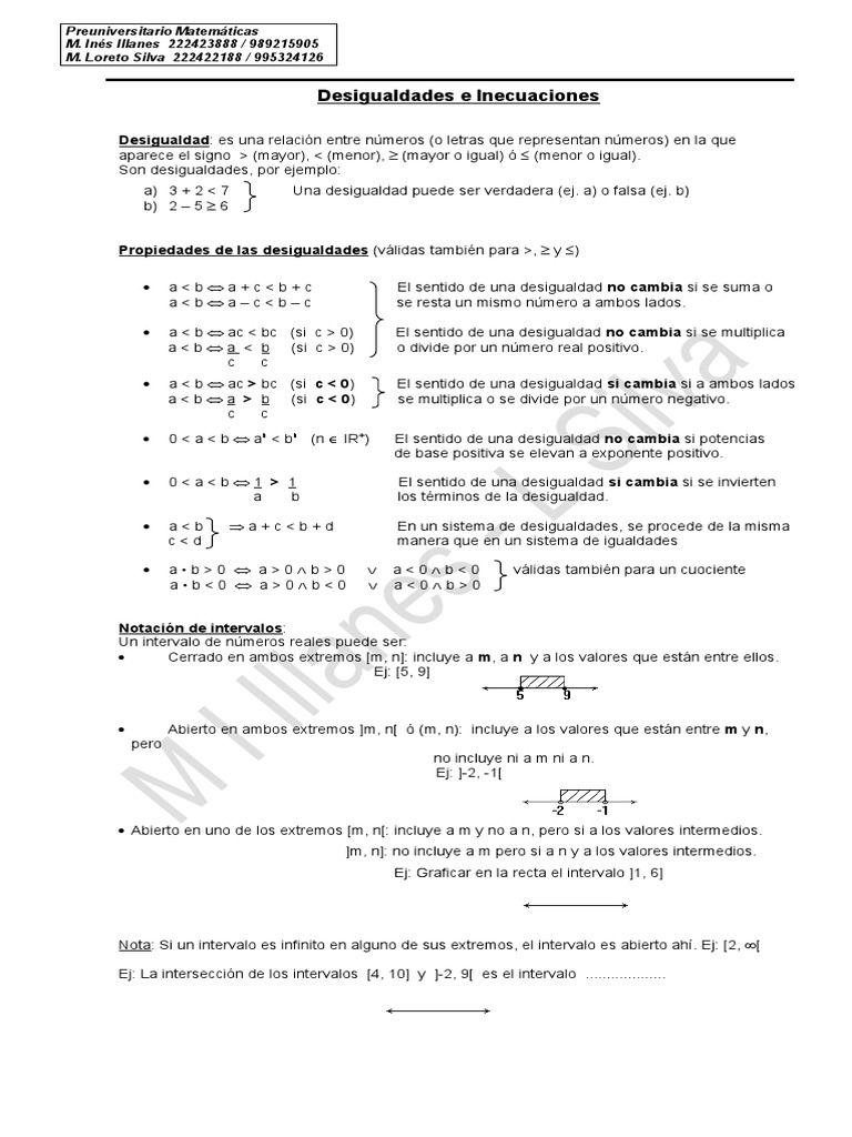 Tema 8 Desigualdades e Inecuaciones | PDF | Desigualdad (Matemáticas) | Intervalo (Matemáticas)