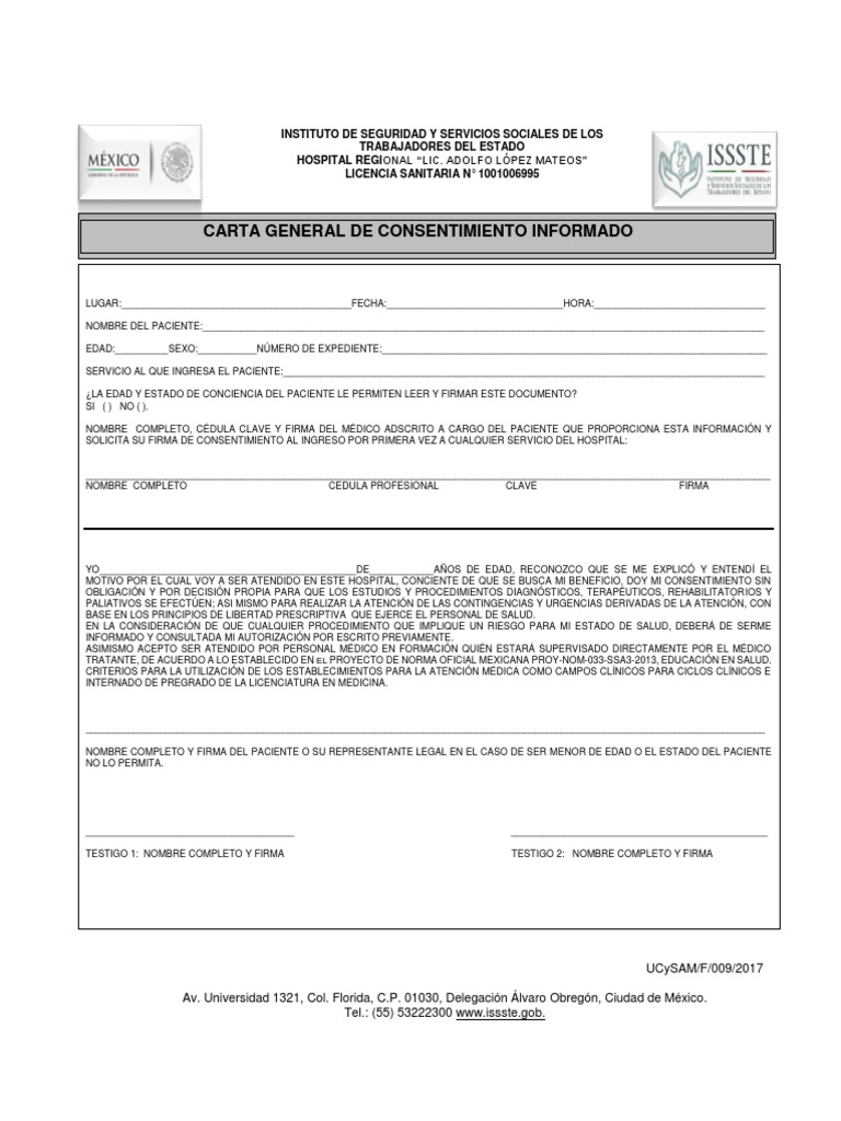 Consentimiento Informado en Hospitalización | PDF | Consentimiento ...