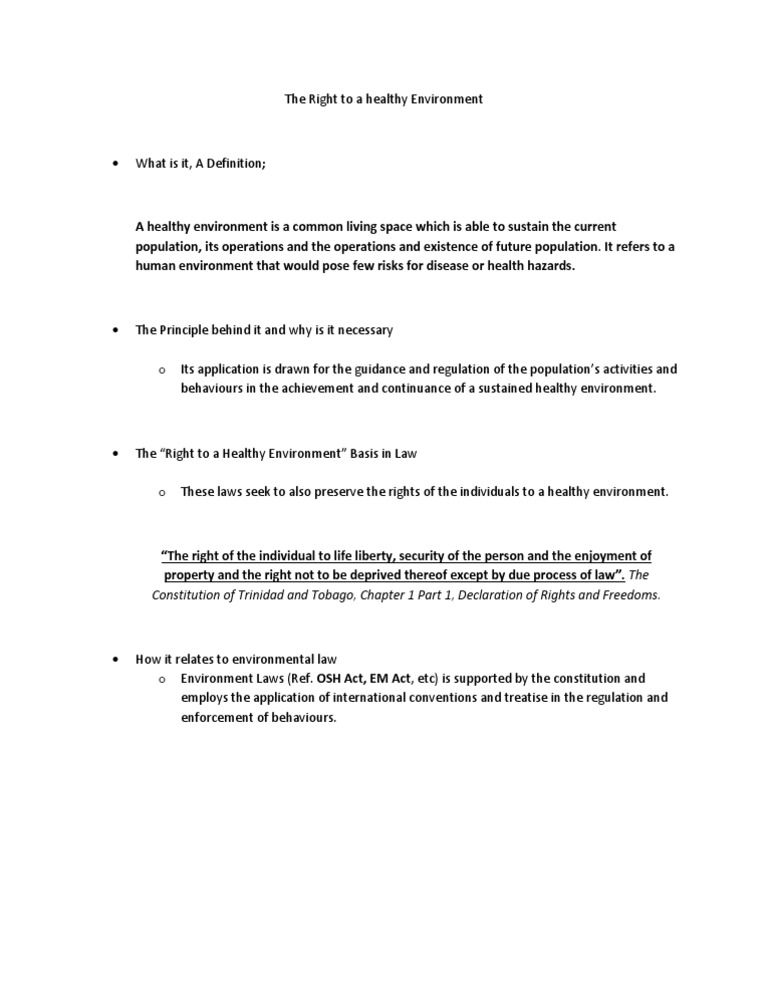 The Right To A Healthy Environment | PDF