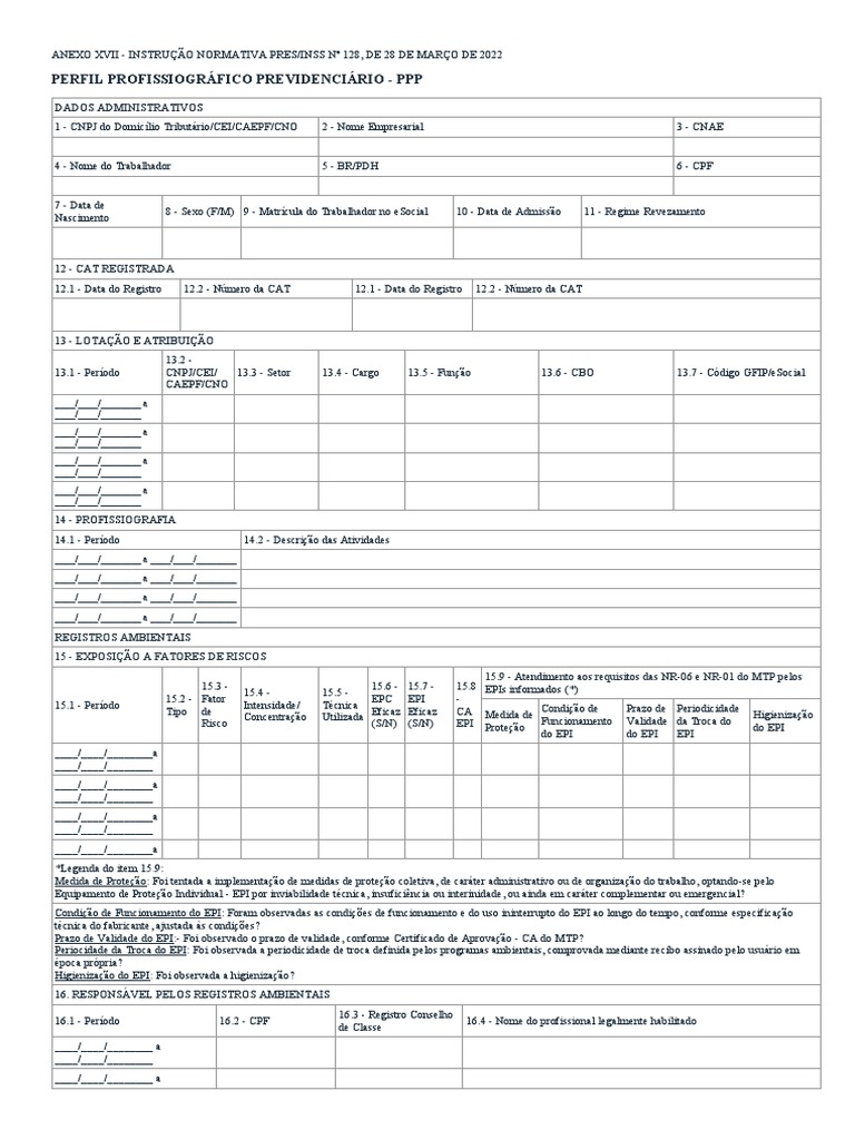 Formulário PPP IN133-2022 | PDF