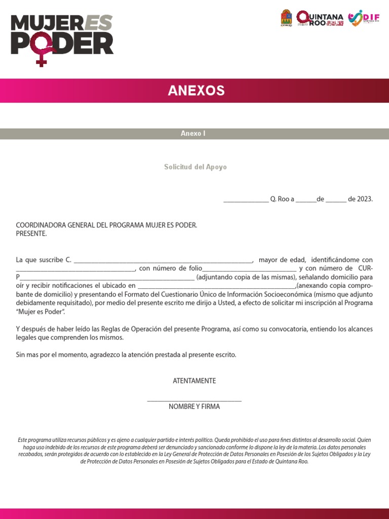 Anexos Mujer Es Poder ANEXO I | PDF