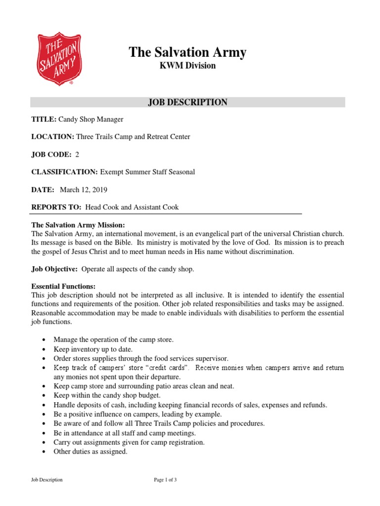 Candy Shop Manager | PDF | Employment | Salvation