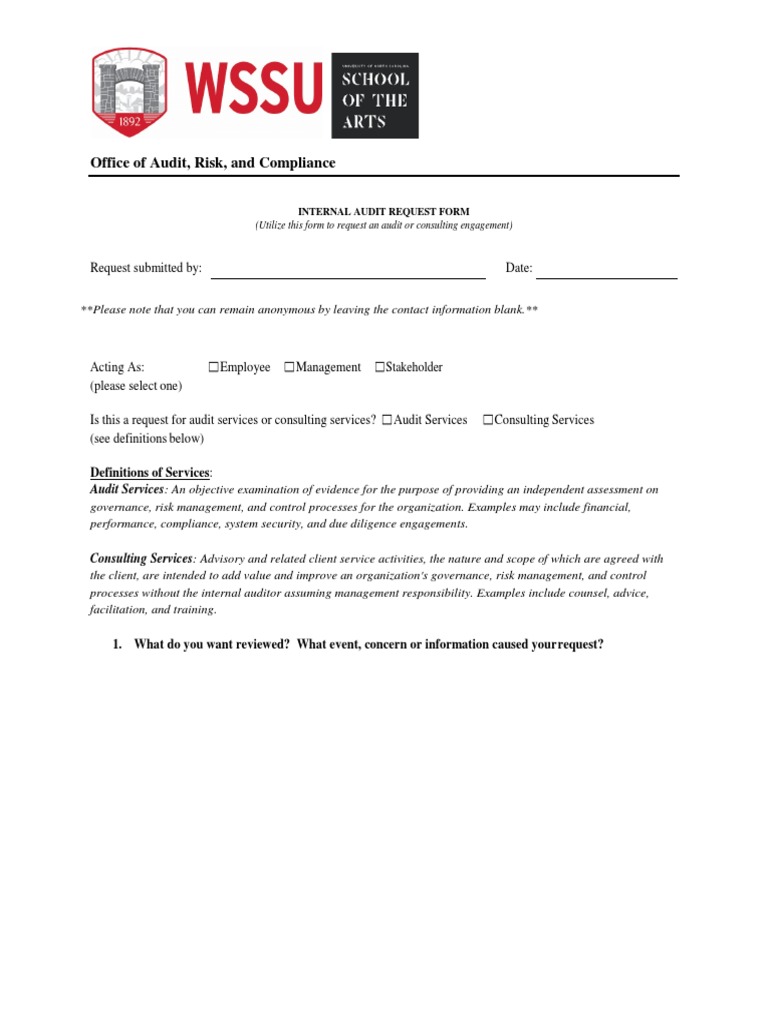 Internal Audit Request Form | PDF