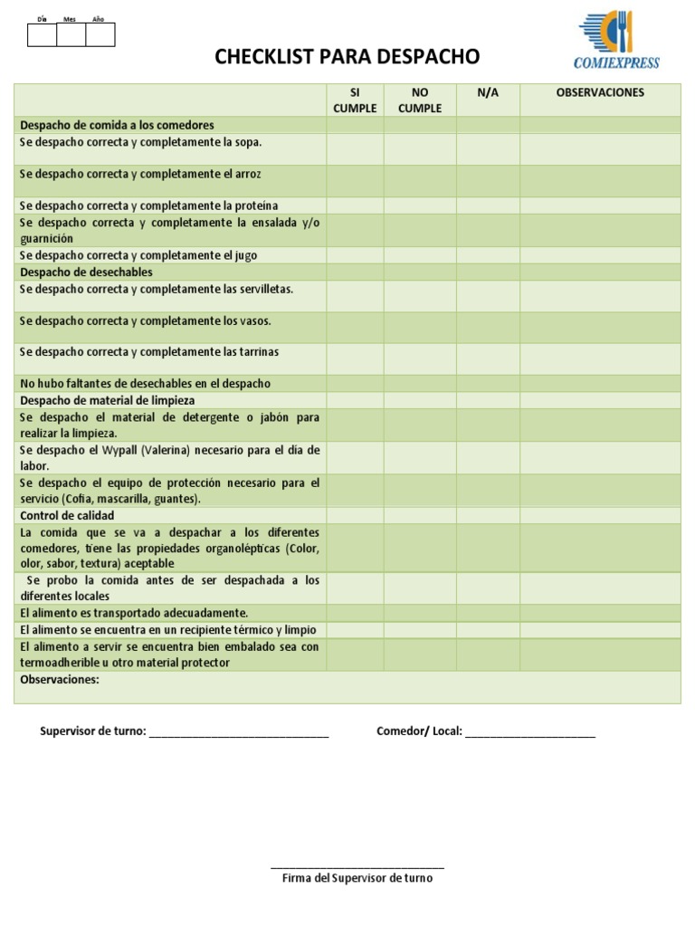 Checklist para Despacho | PDF